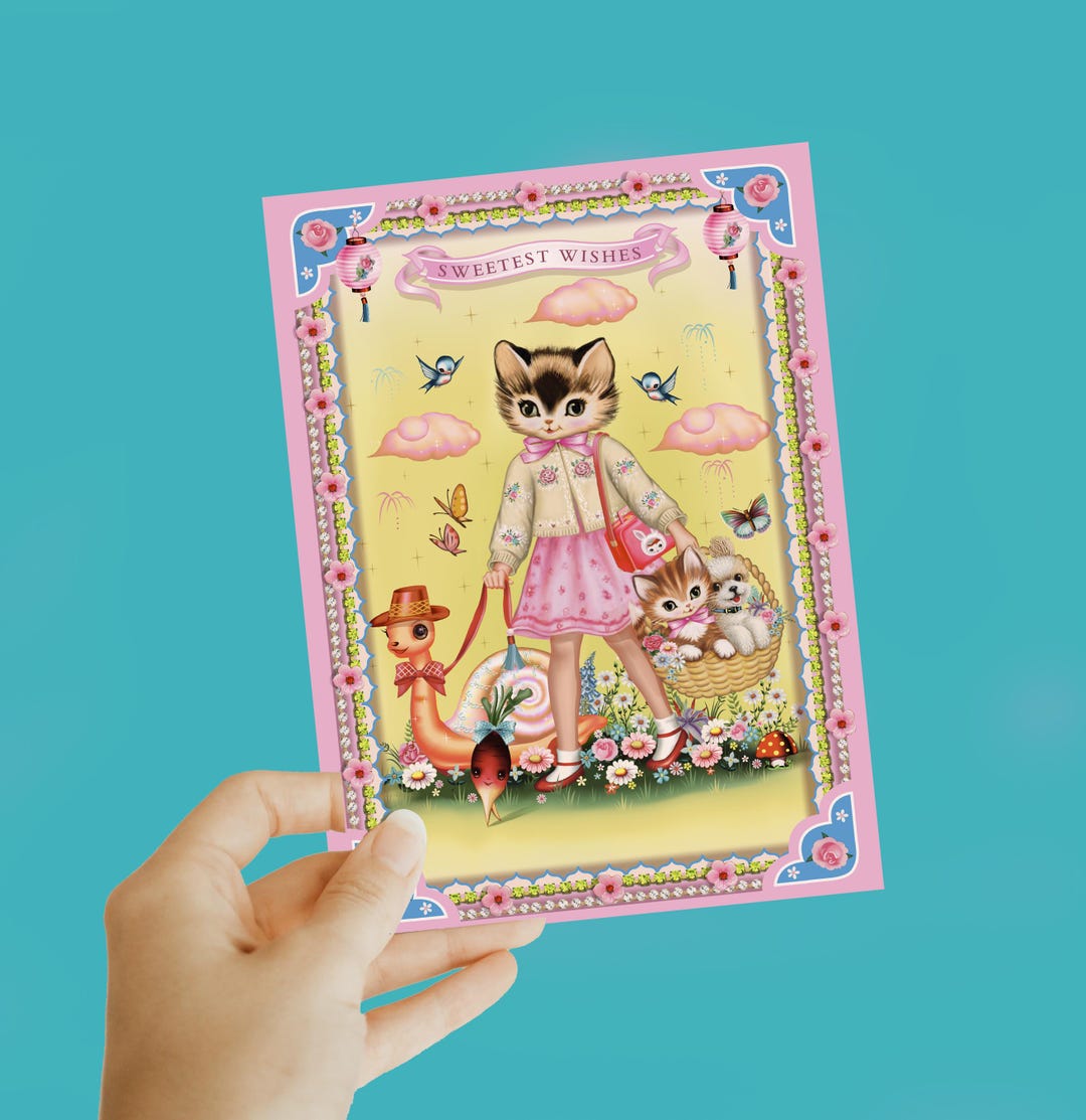 Adorable Kitty Birthday Card, Cute Kitty Birthday, Cat Lover Card ...