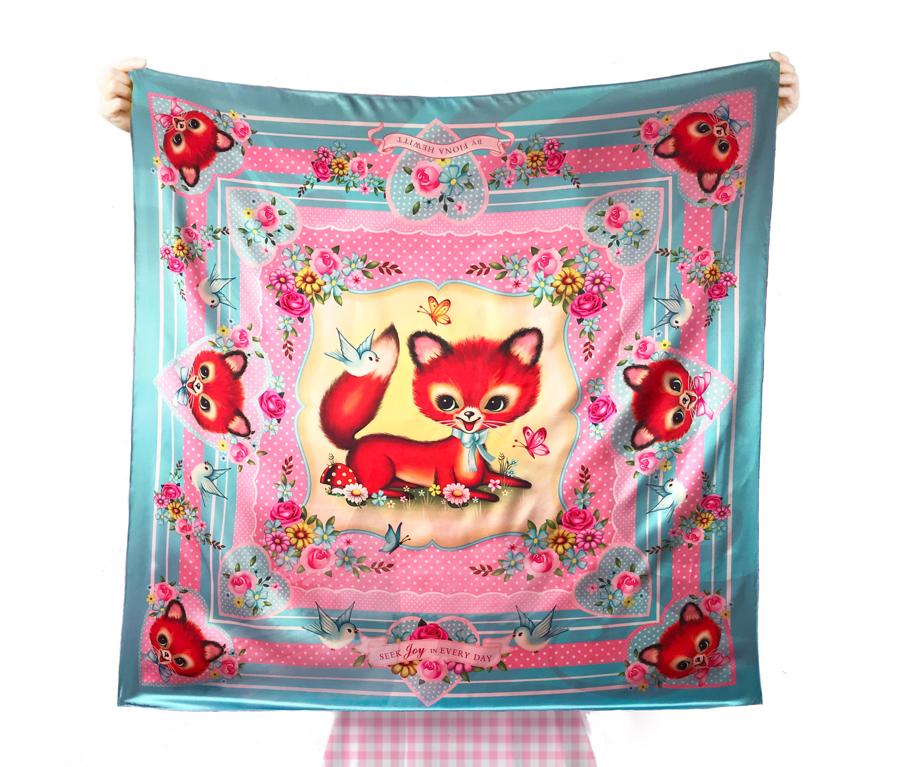 Sweet Fox Silky Scarf 90cm and 60cm Sizes Vintage Fox Scarf - Etsy