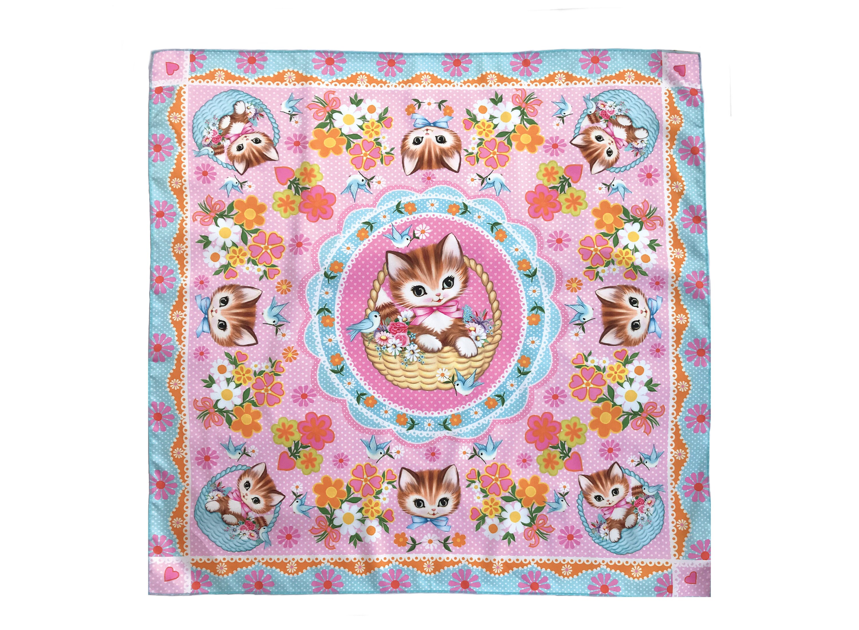 Kitty Love Silky Scarf 60cm X 60cm Kittens Scarf Mask Cat - Etsy