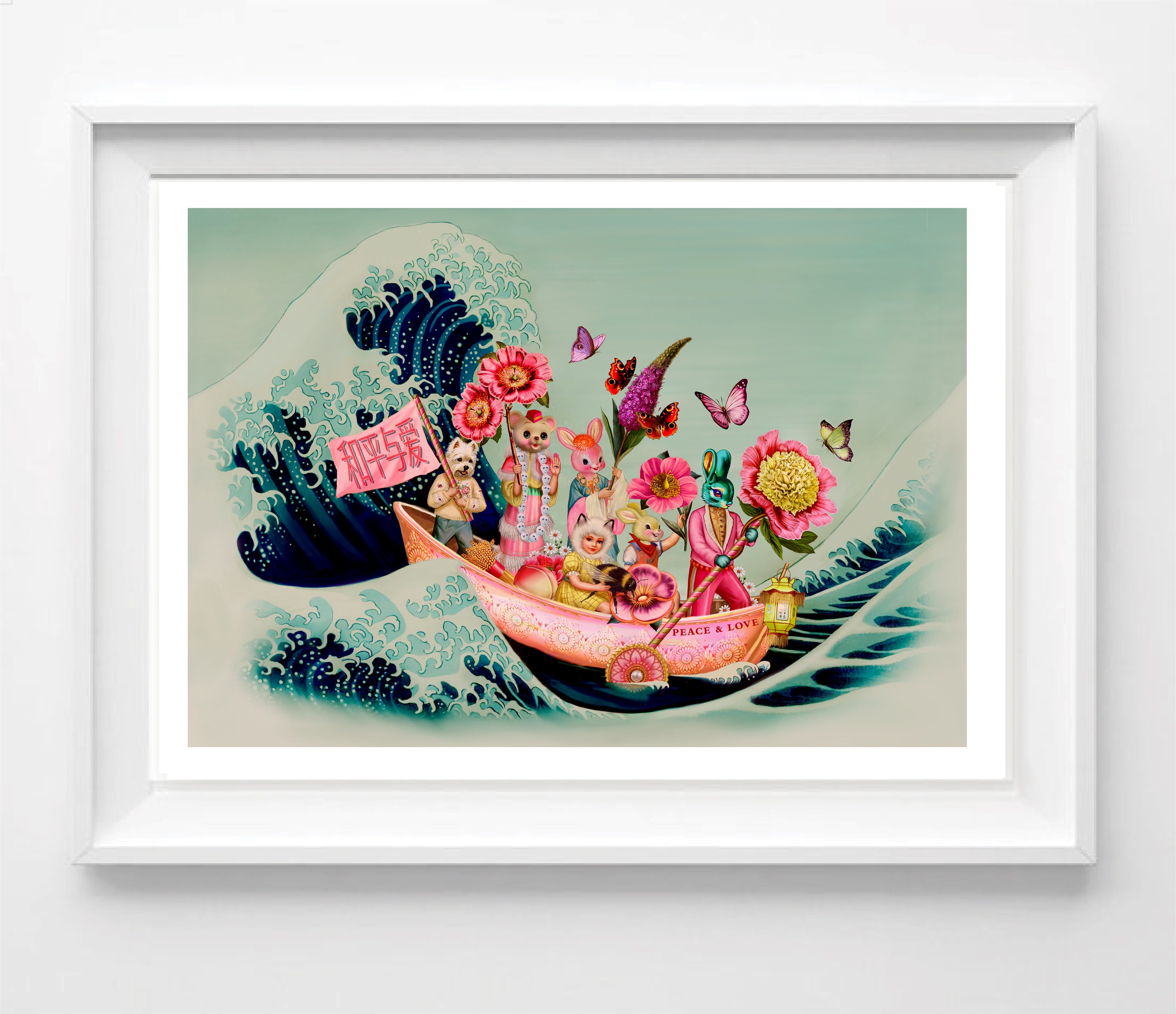 Peace & Love A3 Signed Print by Fiona Hewitt Pop Surreal | Etsy