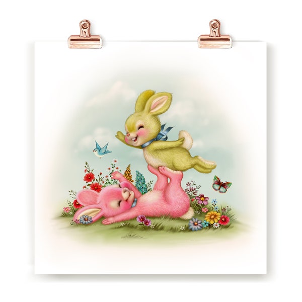 Vintage Bunny Print - Etsy