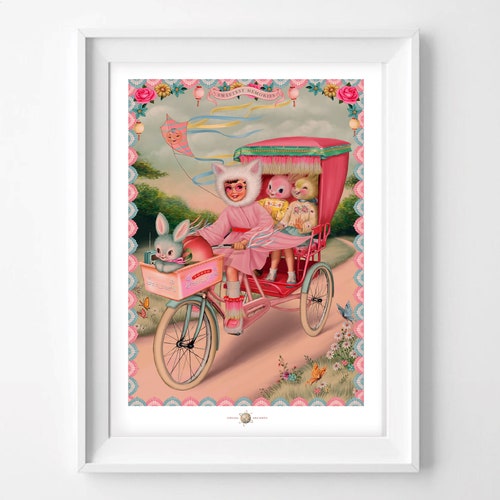 Peace & Love A3 Signed Print by Fiona Hewitt Pop Surreal - Etsy