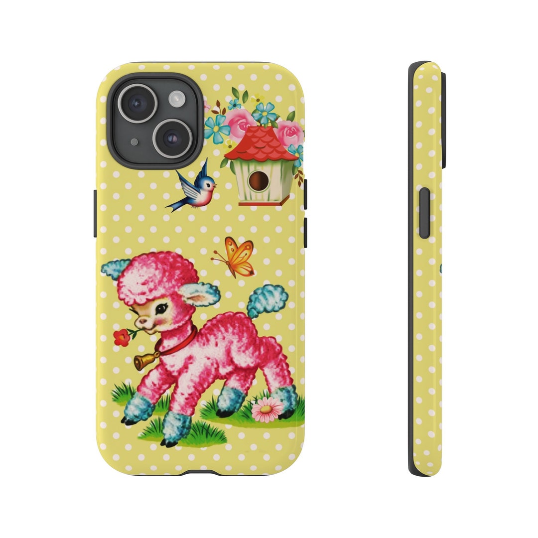 Retro Pink Lamb Case for Iphone, Samsung Galaxy and Google Pixel Phones ...