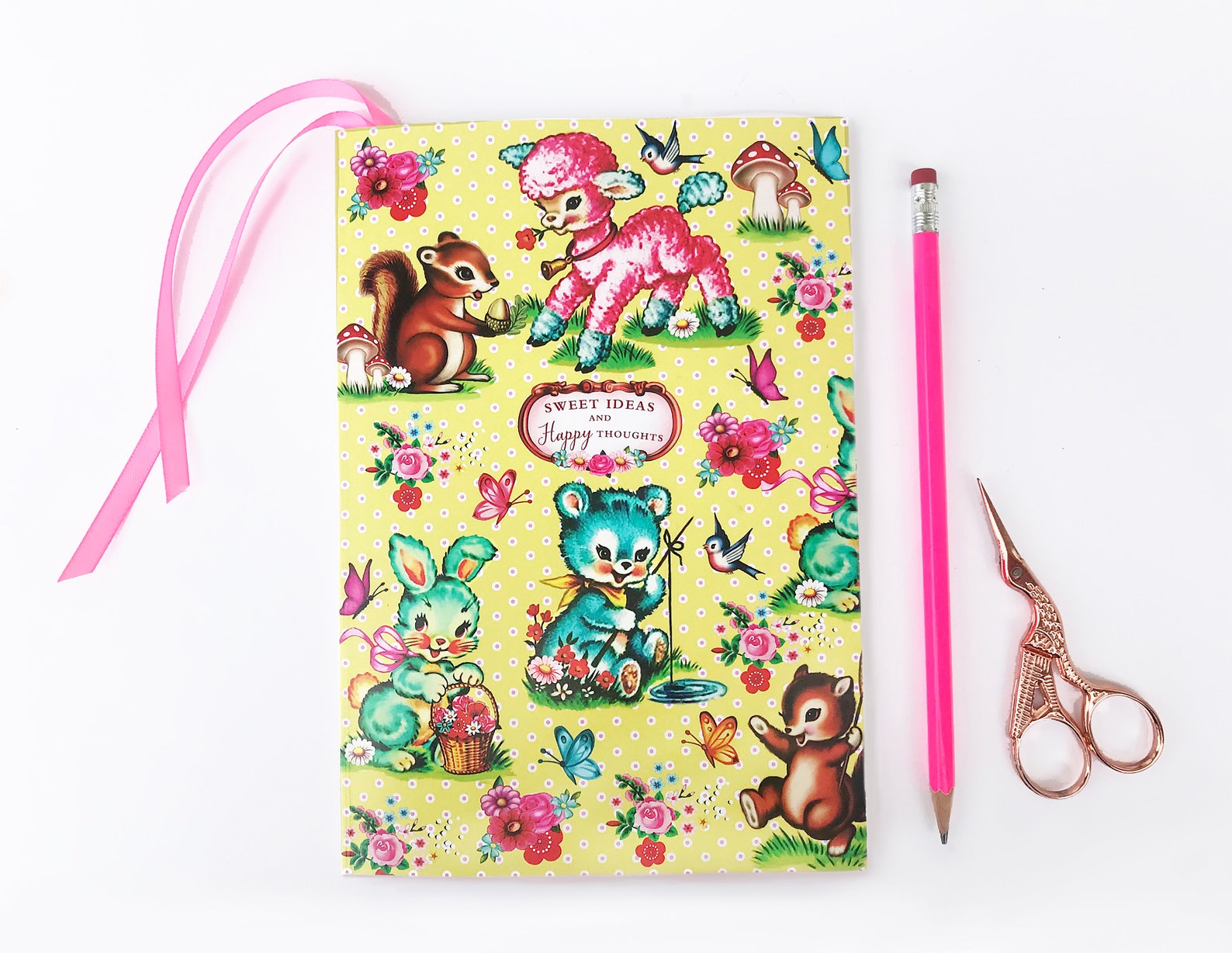 Kitschy Cute A5 Notebook, Sweet Animal Journal, 80 Paged Notebook With ...