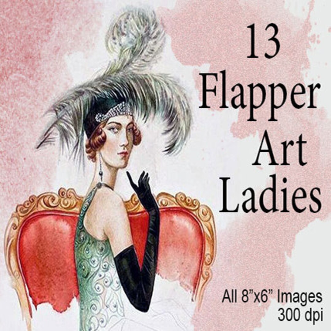 13 Vintage Flapper Art Women Ladies /8" by 6"/printable Instant Digital ...