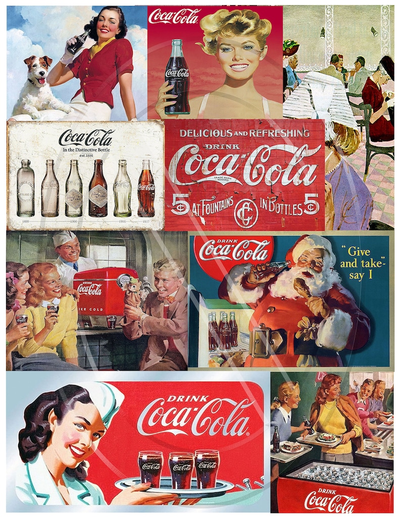 70 Large Retro Coca-Cola Art/Poster Ad Clipart Print Antique | Etsy