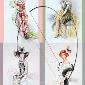 13 Vintage Flapper Art Women Ladies /8" by 6"/printable Instant Digital ...