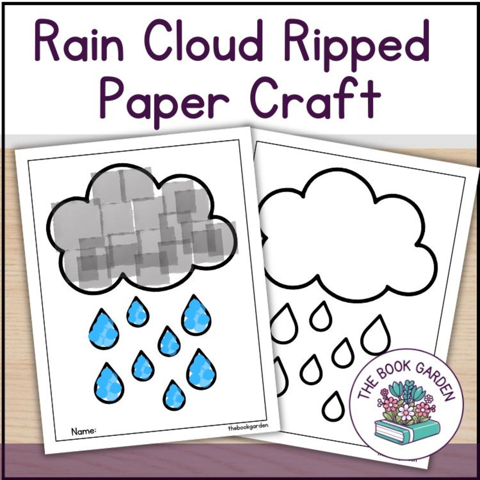 Rain Cloud Ripped Paper Craft: Spring Printable Art Activity for Kids ...