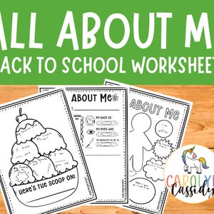 All About Me, Back to School Worksheets, Back to School Activity, Back ...