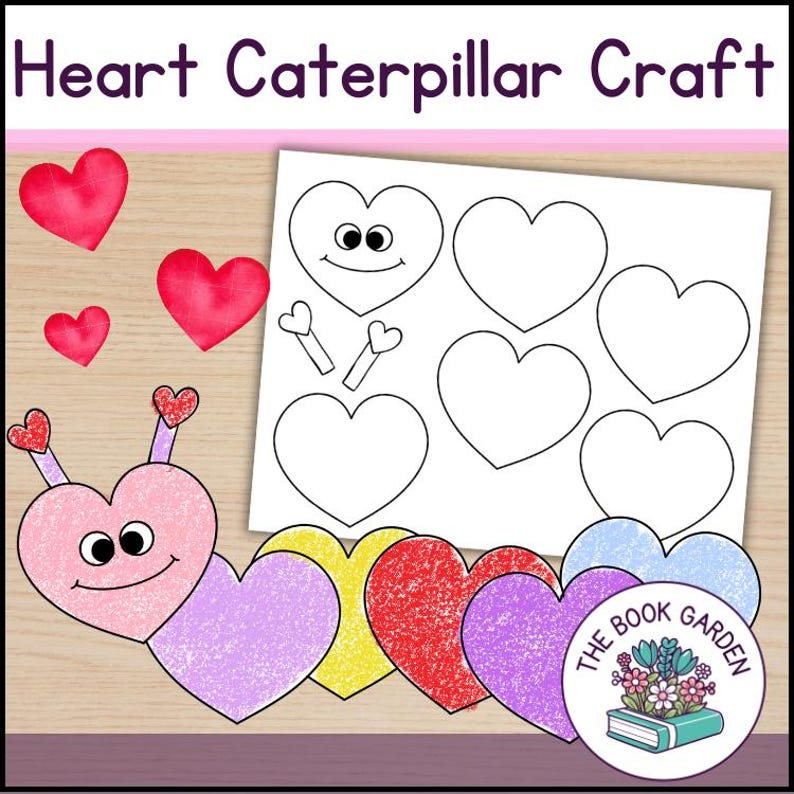 Heart Catepillar Craft: Printable Art Activity for Kids (PDF) - Etsy