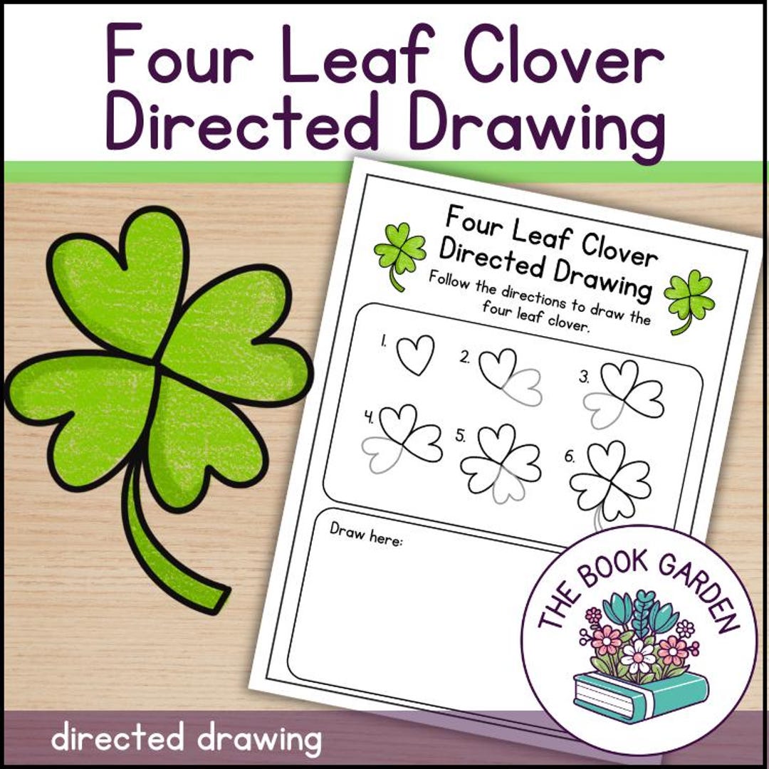 Four Leaf Clover Directed Drawing, Shamrock, St. Patrick's Day Art ...