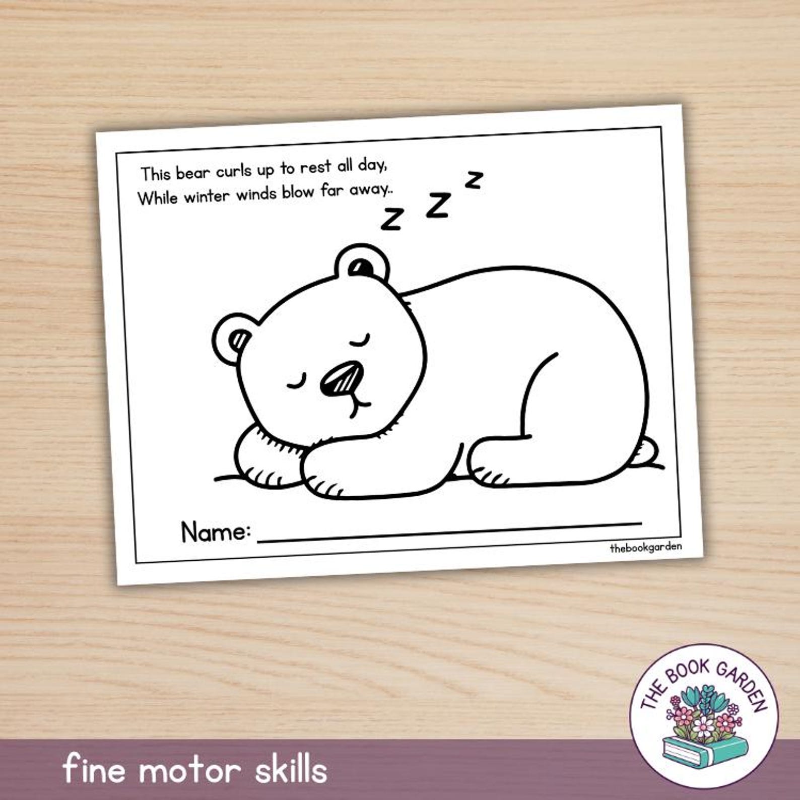 Hibernating Bear Craft Template: Winter Coloring Page (PDF Download) - Etsy