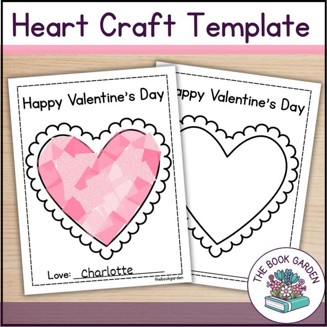 Heart Craft: Valentine's Day Printable Art Activities for Kids - Etsy