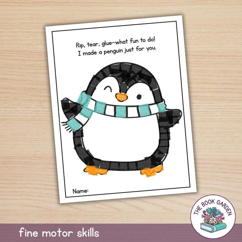 Penguin Ripped Paper Craft Template: Printable Art Activity for Kids - Etsy