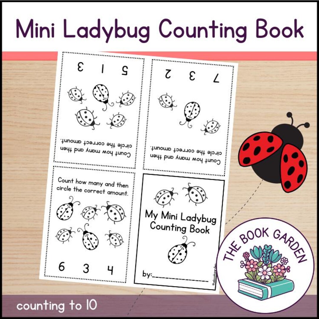 Mini Ladybug Counting Book, Spring Activities, Spring Math Worksheets ...
