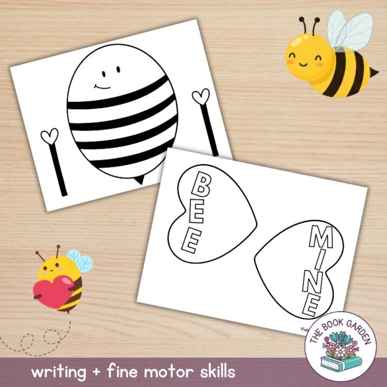 Bee Mine Valentines Day Craft : Printable Art Activity for Kids (PDF ...