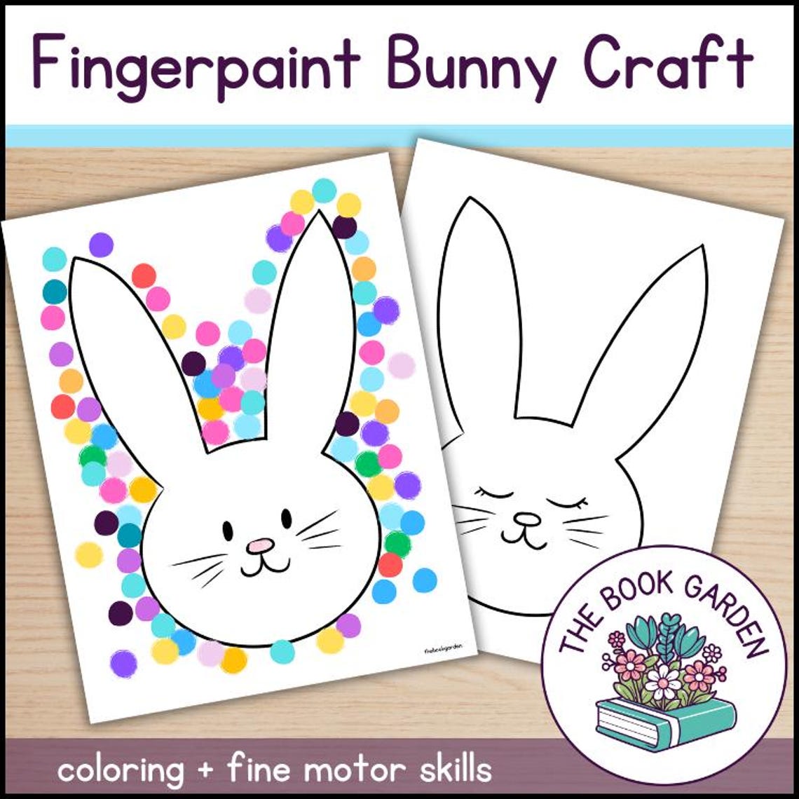 Fingerprint Bunny Craft: Printable Easter Art Activity for Kids (PDF ...