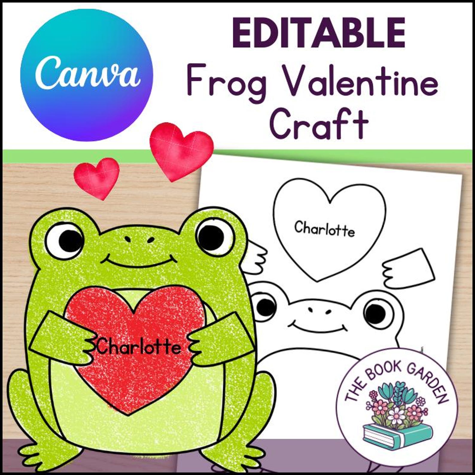 EDITABLE Frog Valentine Craft: Printable Art Activity for Kids (PDF) - Etsy