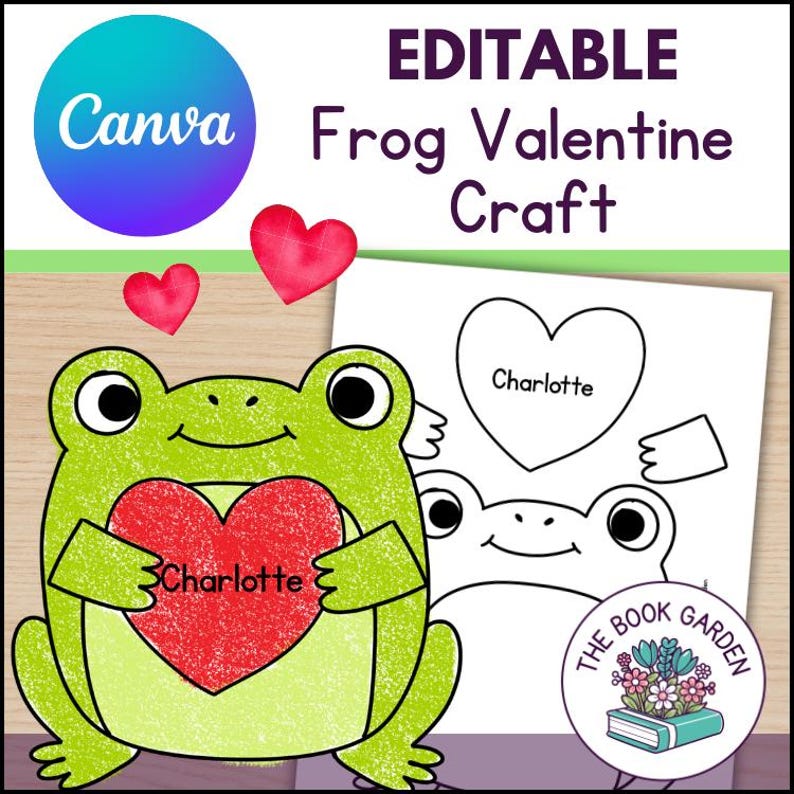 EDITABLE Frog Valentine Craft: Printable Art Activity for Kids (PDF) - Etsy