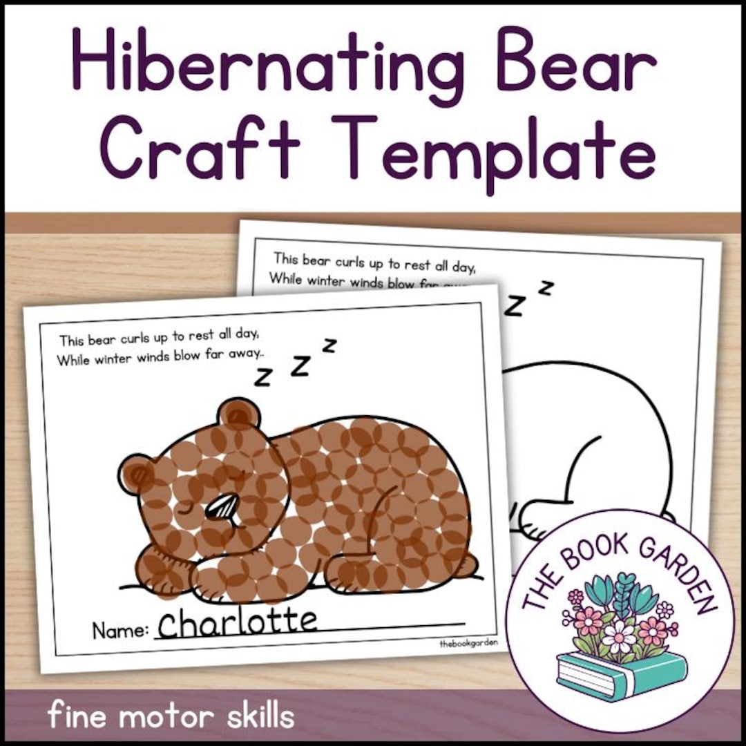 Hibernating Bear Craft Template: Winter Coloring Page (PDF Download) - Etsy