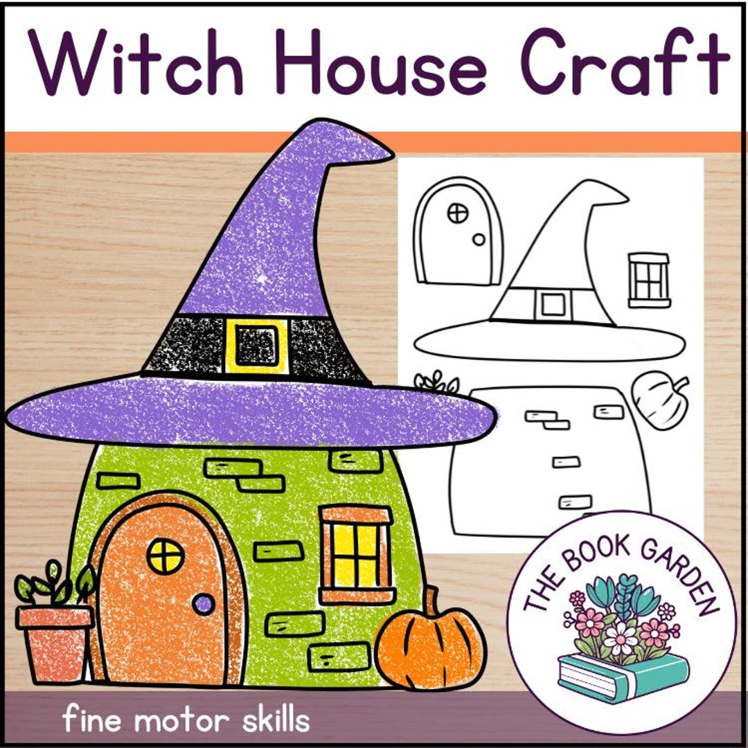 Witch House Craft: Kids Color, Cut & Glue Template (PDF File) - Etsy