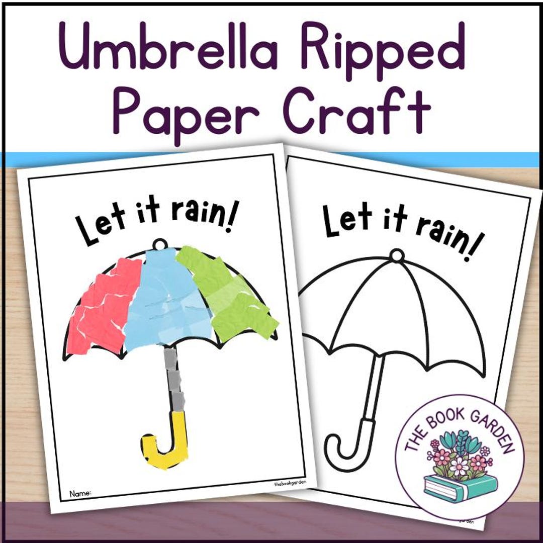 Umbrella Ripped Paper Craft: Spring Printable Art Activity for Kids - Etsy