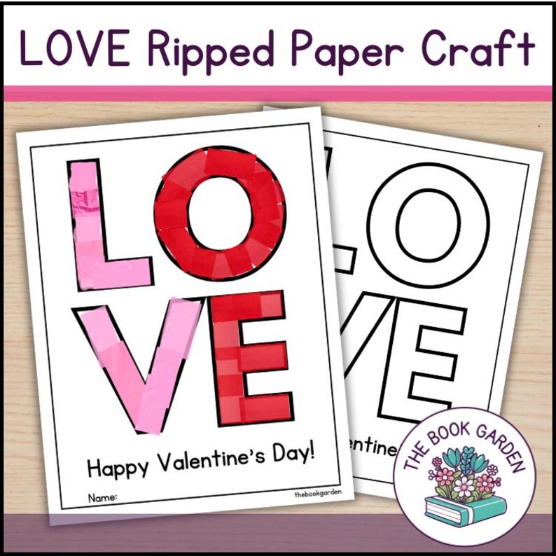 Valentine's Day Flower Craft: Torn Paper Activity for Kids (PDF) - Etsy