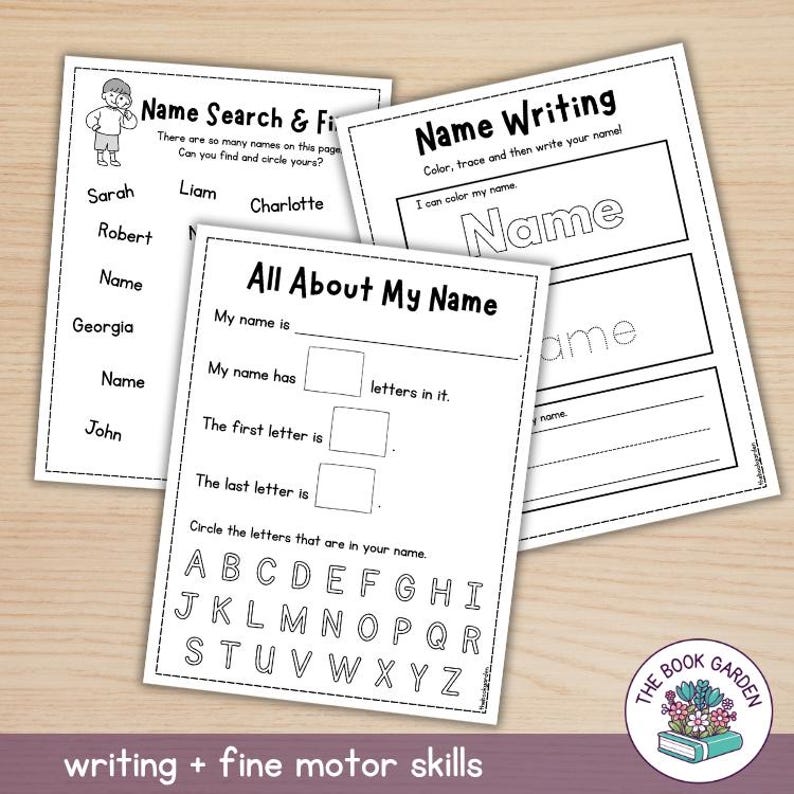 EDITABLE Name Writing Worksheets, Canva Name Writing Templates, Name ...