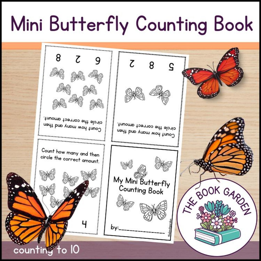Mini Butterfly Counting Book, Spring Activities, Spring Math Worksheets ...