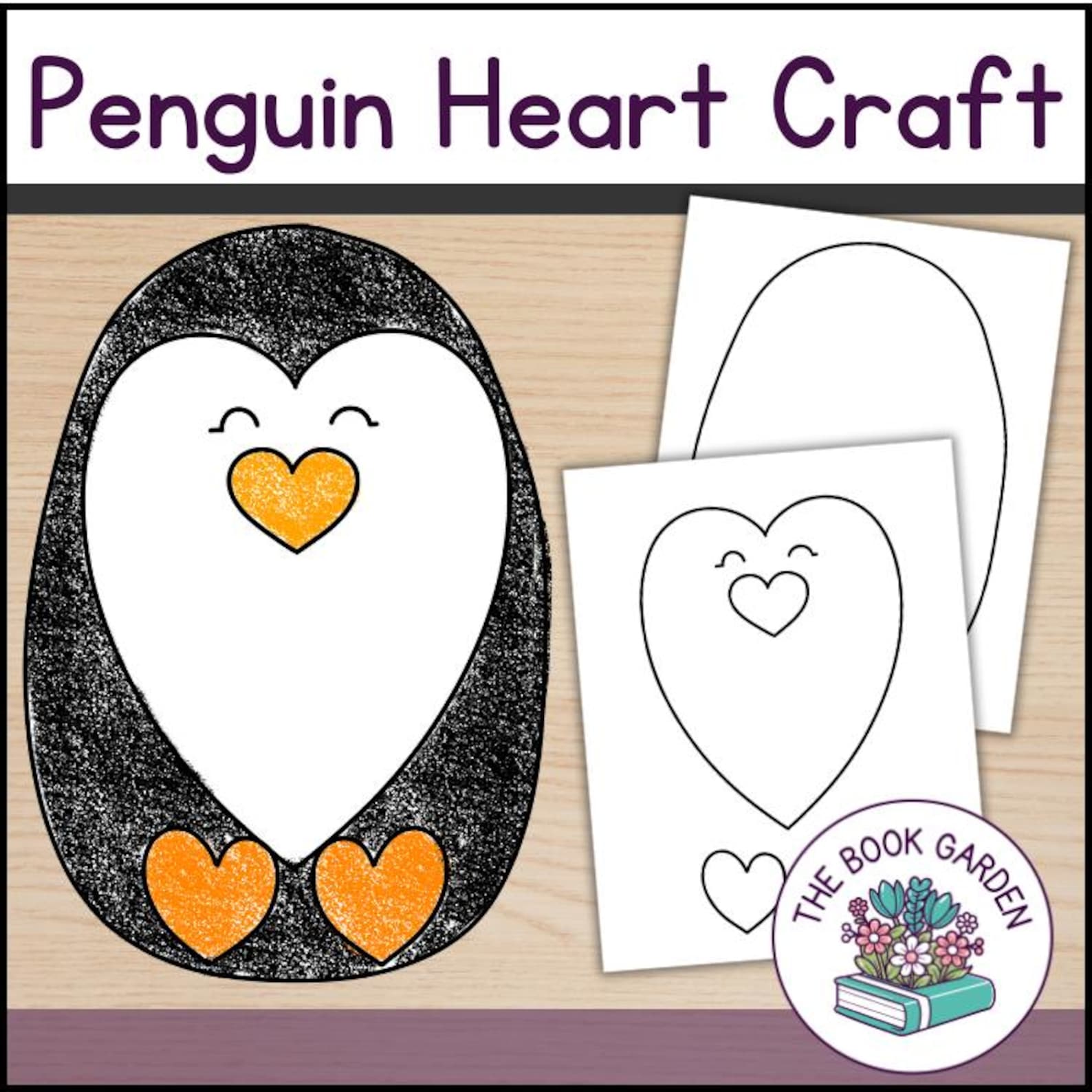 Penguin Heart Craft: Printable Art Activity for Kids (PDF) - Etsy