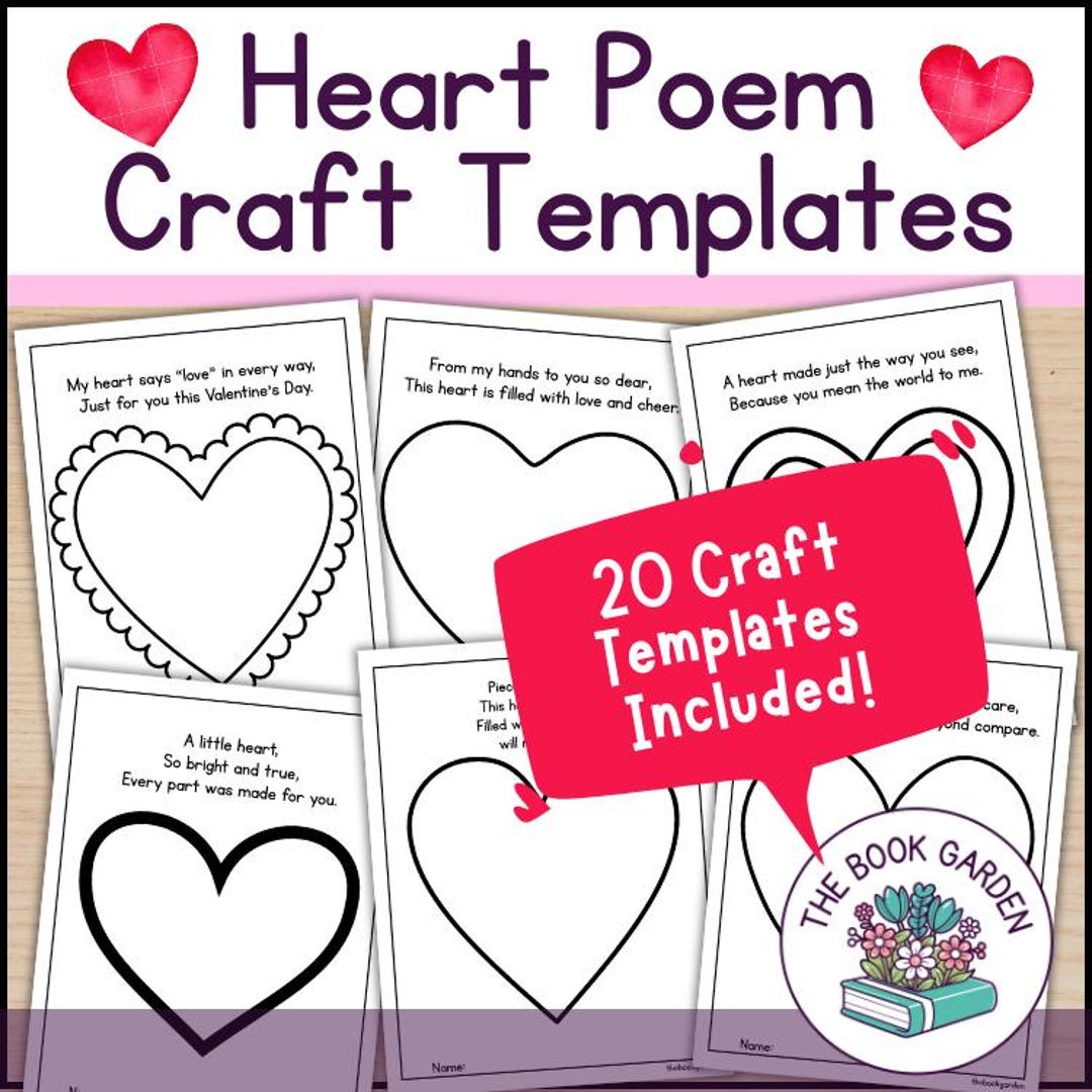 Heart Poem Craft Templates: Valentines Day Art Projects (PDF Download ...