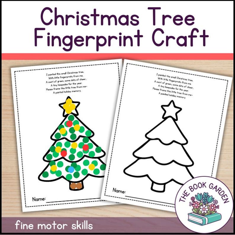 Christmas Tree Finger Paint Craft: Christmas Printable Art Activity for ...