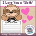 Sloth Valentine's Day Writing Craft: Printable Activity (PDF) - Etsy
