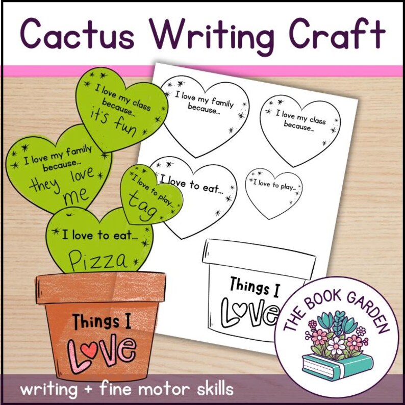 Cactus Valentine's Day Writing Craft: Printable Bulletin Board (PDF) - Etsy