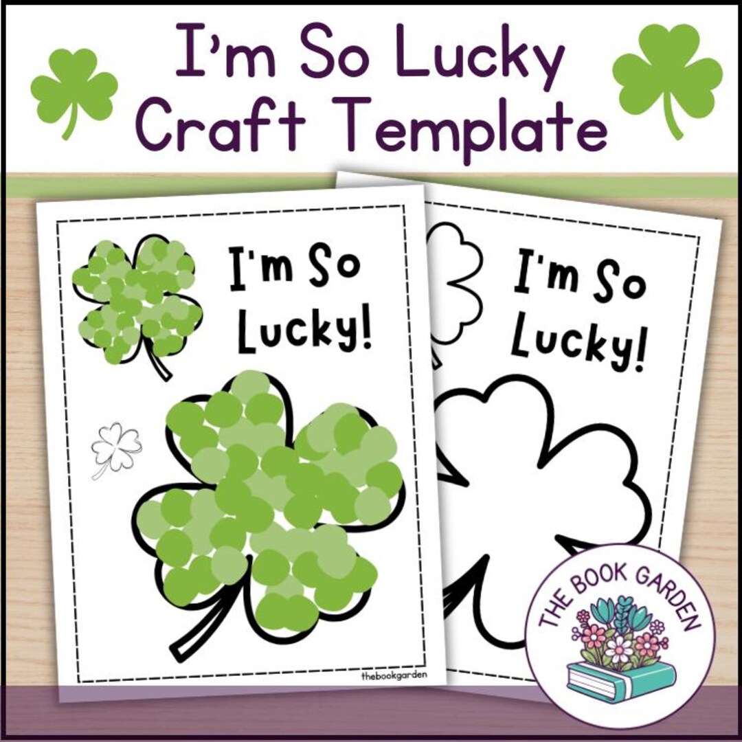 I'm so Lucky Fingerpaint Craft Template: March Activity for Kids (PDF ...