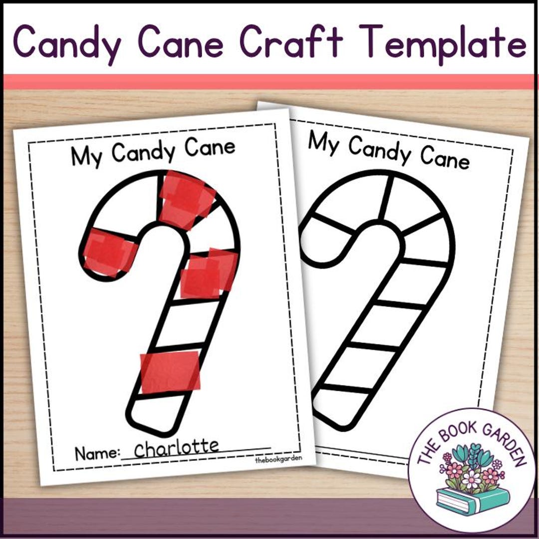 Candy Cane Craft Template: Christmas Printable Art Activity for Kids - Etsy