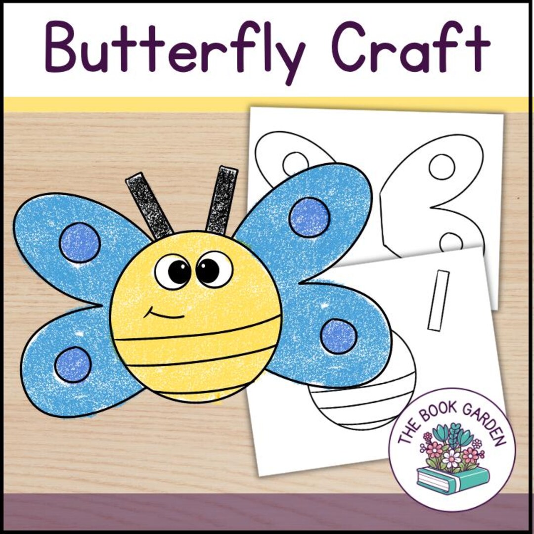 Butterfly Craft: Kids Color, Cut & Glue Template (PDF File) - Etsy