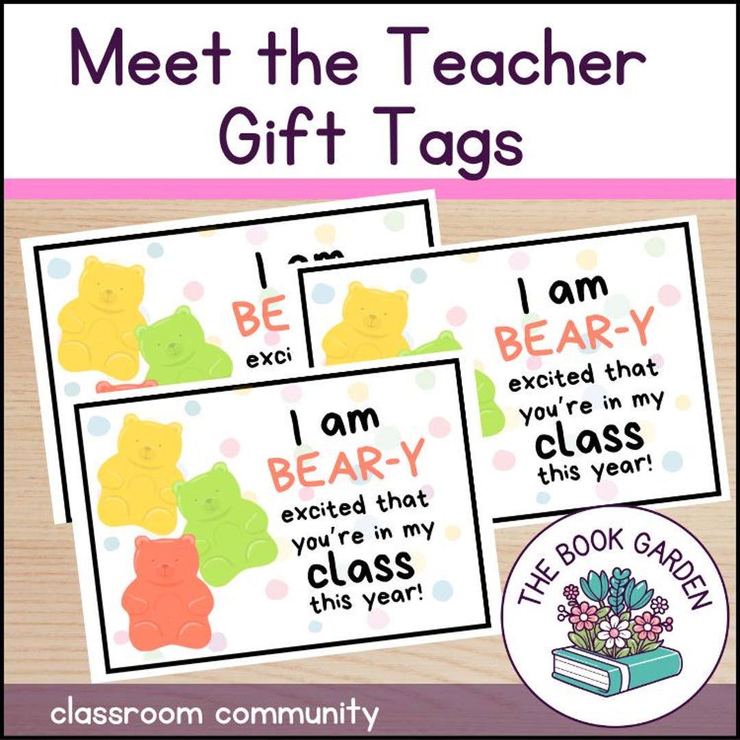 Beary Excited Student Gift Tags: Back to School Printable - Etsy