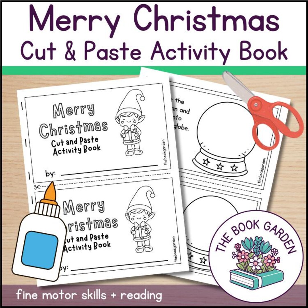 Merry Christmas Cut and Paste Book: Christmas Printable Activity for ...