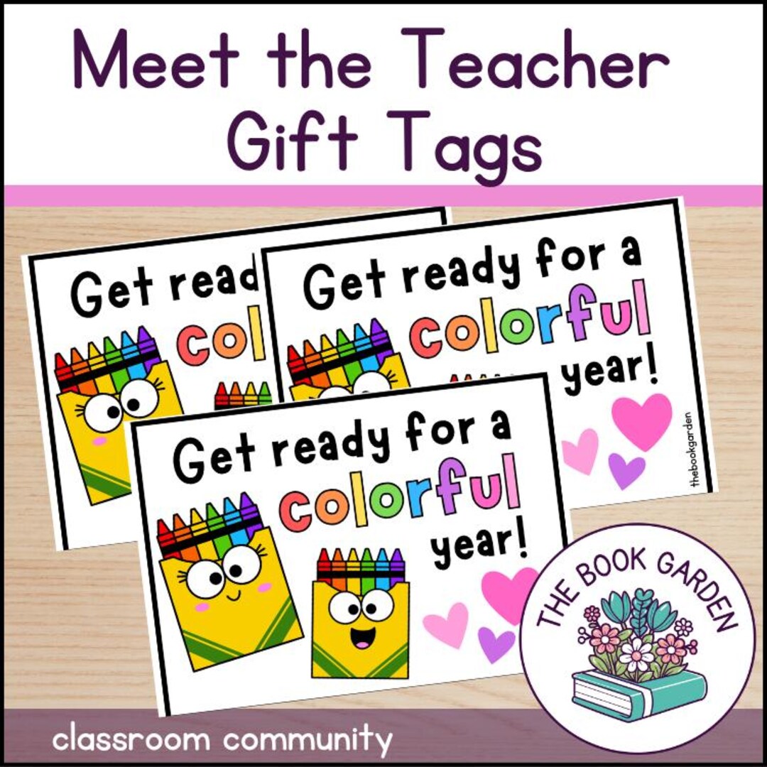 Colorful Year Gift Tags, Back to School Teacher Gifts (digital Download ...