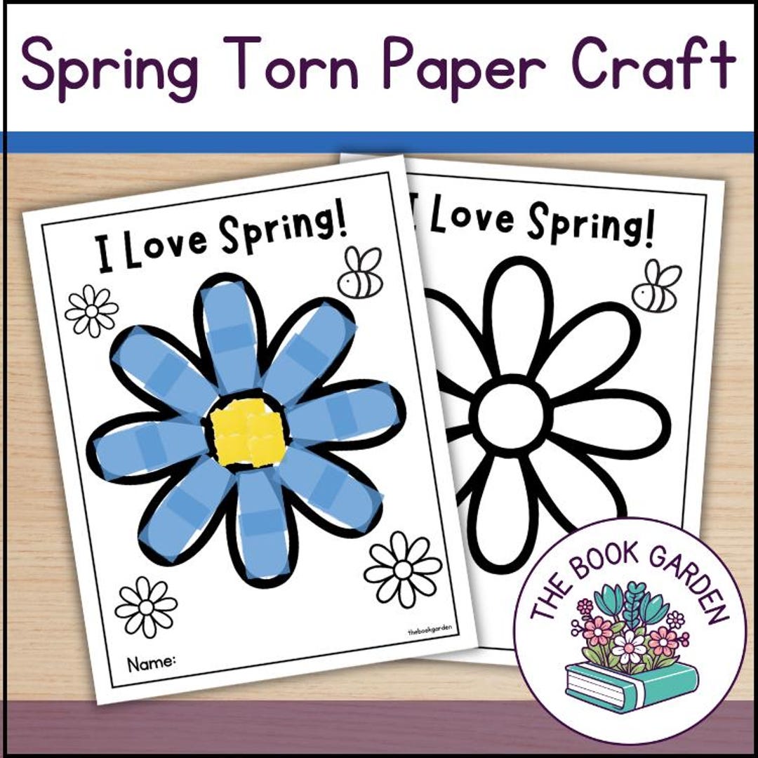 Flower Torn Paper Craft: Spring Printable Art Activity for Kids - Etsy