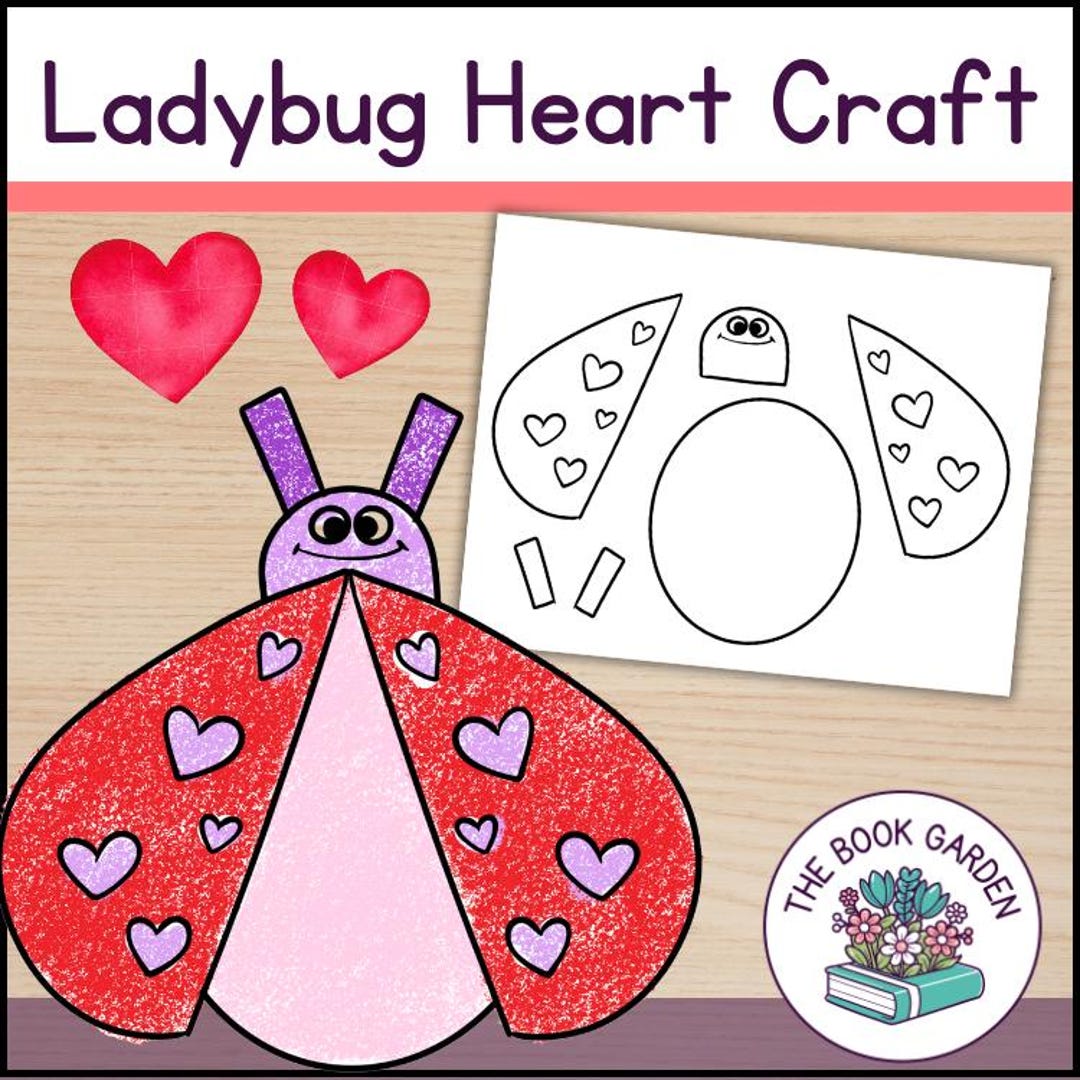 Ladybug Heart Craft: Valentine's Day Printable Art Activity for Kids - Etsy