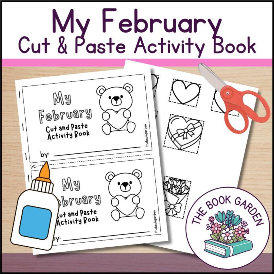 My February Cut and Paste Activity Book: Valentines Day Math Activities ...