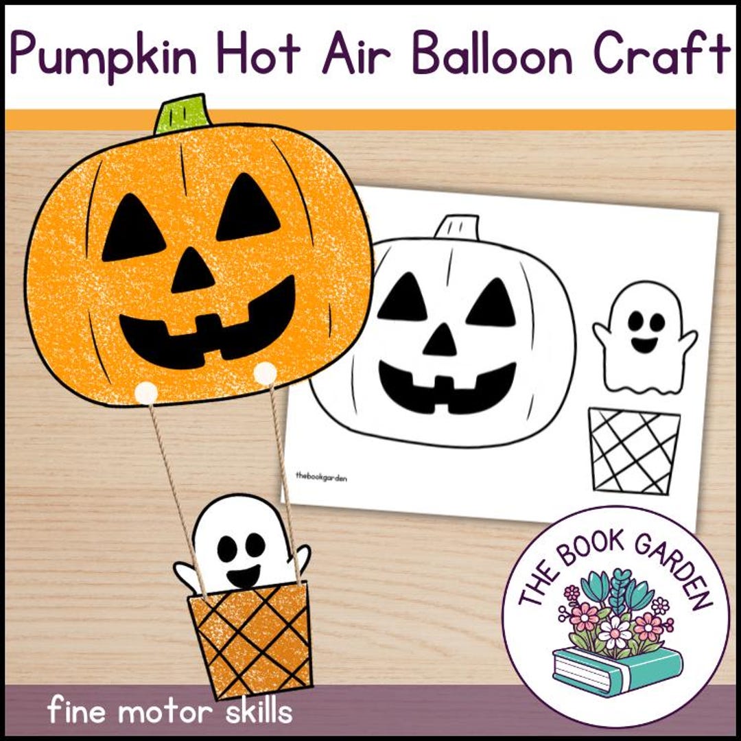 Hot Air Balloon Craft Template: Halloween Printable Art Activity for ...