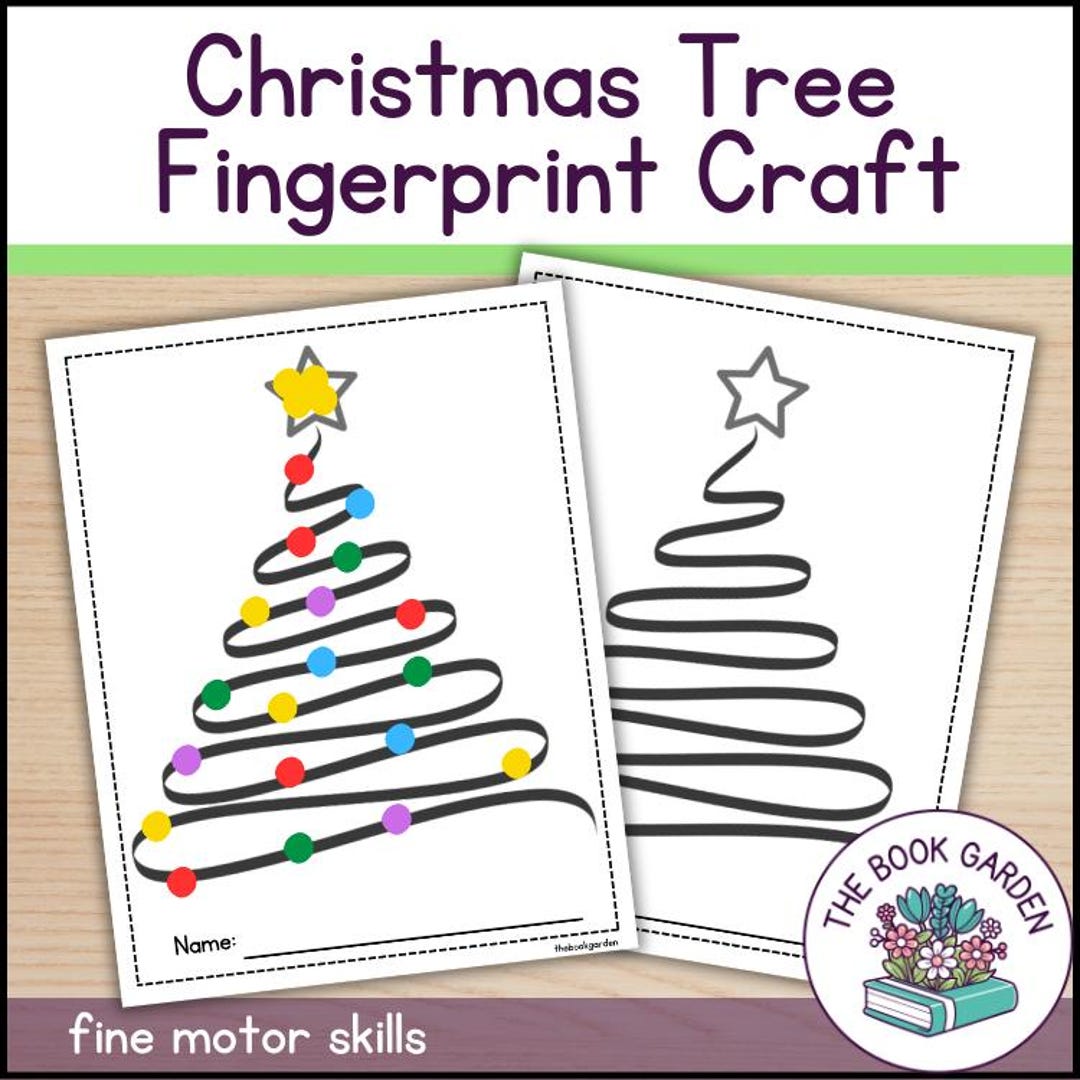 Christmas Tree Finger Paint Craft: Christmas Printable Art Activity for ...