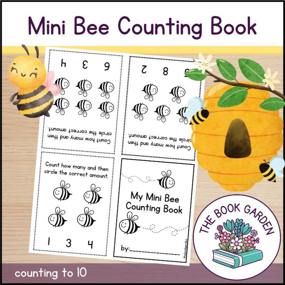 Mini Bee Counting Book, Spring Activities, Spring Math Worksheets ...