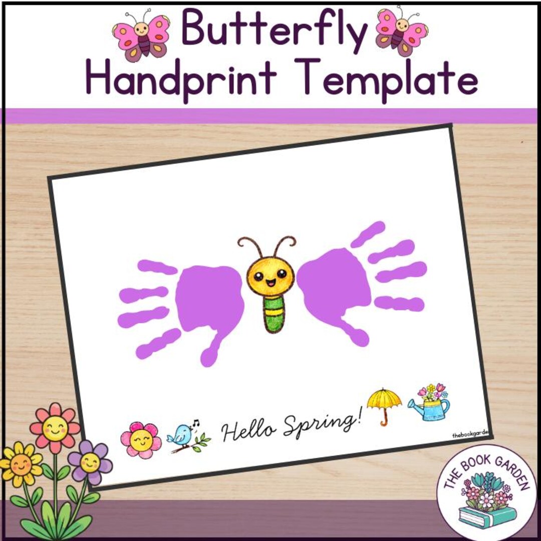 Happy Spring Butterfly Handprint Template : Printable Art Activity for ...