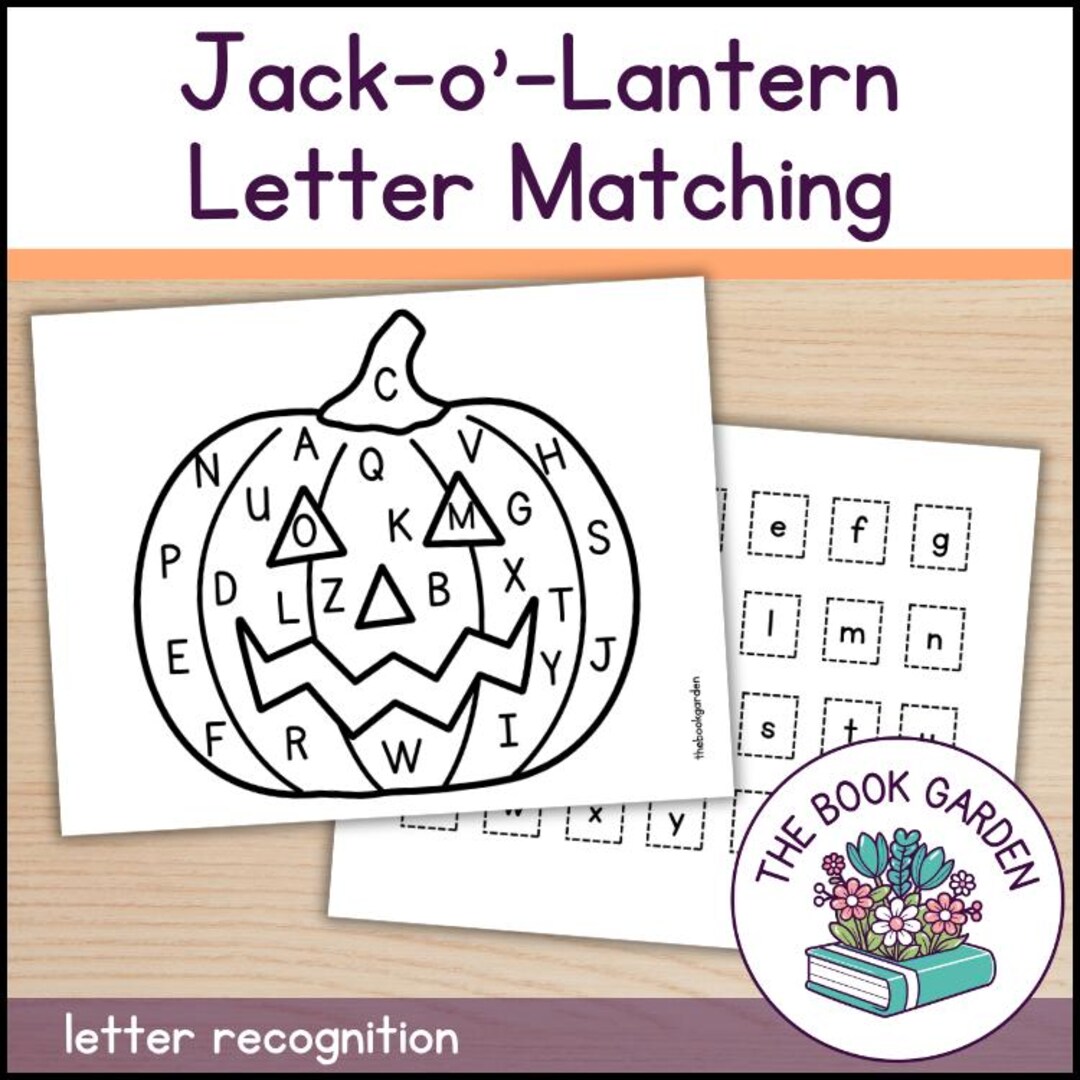 Jack-o'-lantern Letter Match: Halloween Alphabet Activity for Kids (PDF ...