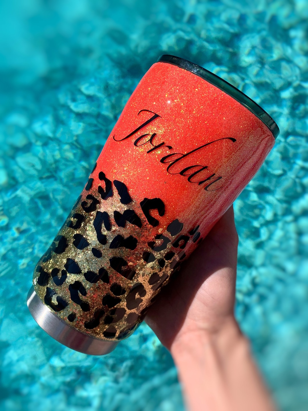 Cheetah Glitter Tumbler, Custom Animal Print Tumbler, Cheetah Print ...