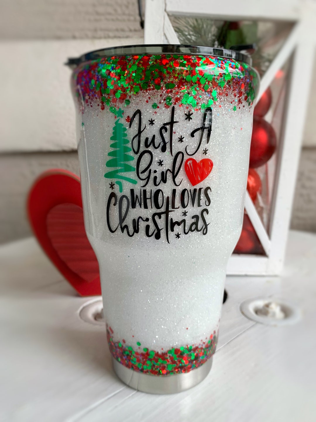 Merry Christmas Custom Glitter Tumbler Cup, Christmas Gift Tumbler ...